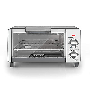 BLACK+DECKER 1150 Watts Crisp N Bake Countertop Small Air Fryer 4 Slice Toaster Pizza Oven Broiler with Timer and 5 Heat Functions, Gray