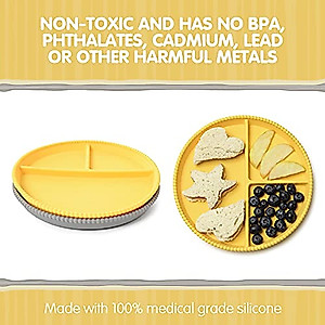 Chewbeads Silicone Divided Plates - Set of 2 - Non Slip Toddler and Baby Plates - Dishwasher, Microwave & Freezer Safe Silicone Plates for Baby - 100% Silicone, BPA Free & Phthalate Free