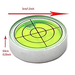 Preamer High Accuracy 30' /2mm D30mm/1.2" Alloy Metal Shell Rv Leveling Bubble Spirit level Small Bullseye Bubble Level for RV Tripod Ball Head