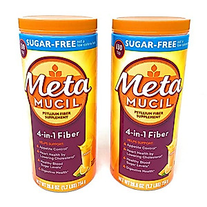 Metamucil Sugar Free Fiber Supplement, Orange Smooth 260 Servings