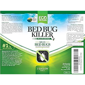 Eco Defense Bed Bug Killer - USDA Biobased, Bed Bug Spray & Dust Mite Spray - Natural Repellent Treatment - 1 Gallon