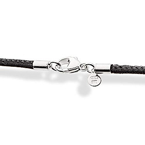 Miabella Genuine Italian 2mm Black or Brown Leather Cord Chain Necklace for Men Women with 925 Sterling Silver Clasp Made in Italy (Black, 22)