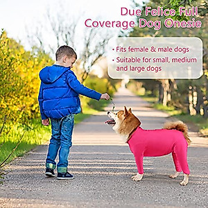 Due Felice Dog Onesie Shedding Suit Full Coverage Pet Surgical Recovery Bodysuit After Surgery Wear Cone Collar Cone Alternative Anxiety Calming Shirt for Female Male Dog