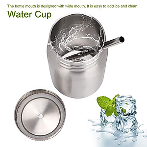 HERCHR Stainless Steel Insulated Mason Jar, Mason Jar Mugs with Lid and Straw Stemless Wine Glass for Travel Mugs, 700ml