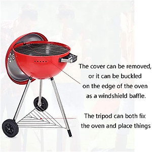 VONGAZ Charcoal Grill Barbecue Grill BBQ Stove Barbecue Outdoor BBQ Grill Charcoal Barbecue Grill Garden Villa Barbecue Grill Charcoal Stove BBQ Grill (Color : Rojo)