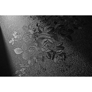 lenify Black Flower Wallpaper Stick and Peel 17.7inch x 118.1inch Embossed Floral Stick Peel Contact Paper Solid Pure Waterproof Black Self Adhesive Wallpaper Black Flower Removable Shelf Vinyl Roll