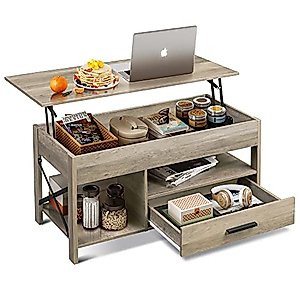 WLIVE Coffee Table, 39" Lift Top Coffee Table with Hidden Compartment and Sorage Drawers for Living Room,Grey