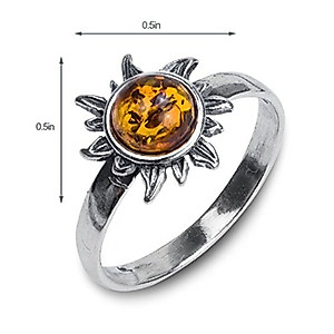 Ian and Valeri Co. Amber Ring Sterling Silver Sun Small