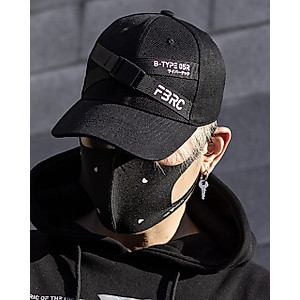 Fabric of the Universe Triangle Logo Techwear Japanese Streetwear Baseball Cap (Black B-Type 05R)