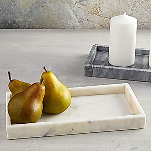 47th & Main Elegant Marble Tray 12 x 6.3-inches, White Rectangle