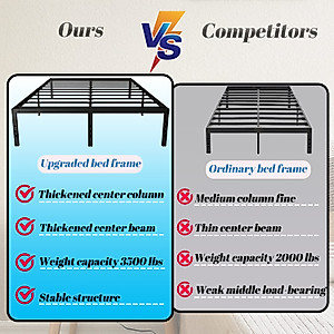 Chezisam California King Bed Frames 14" High Heavy Duty Metal Platform Bed 3500lbs Cal King Size Mattress Base with Underbed Storage Space No Box Spring Needed Easy Assembly Noiseless