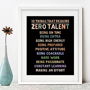 10 Things That Require Zero Talent, Motivational Poster, Inspirational Print, Office Wall Decor, Typography Art, Success Tips, Classroom Wall Decor, Boho Decor, No Frame (8X10 INCH)