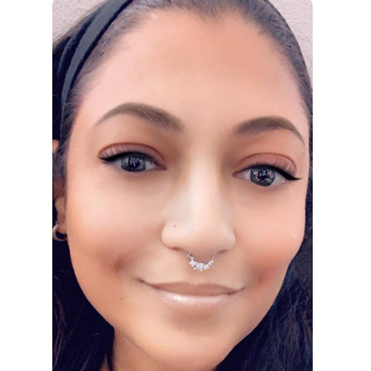 COCHARM 16g Silver 8mm Clicker Septum Rings Clear CZ Diamond Sparkling Daith Earrings Jewelry for Women Men