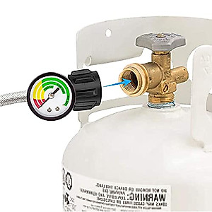 MOFLAME 1 lb to 20 lb Propane Adapter Hose With Gauge，6 FT Stainless Braided Propane Hose Adapter Converter for Coleman Camp Stove, Buddy Heater, Tabletop Grill & More 1lb Portable Appliance