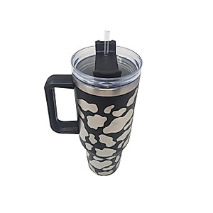 FTB Creative 40oz Custom Designed Tumbler, Double Wall Stainless Steel, with Lid and Straw (Black, Holy Cow)