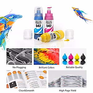 PACITEK 542 Pigment Ink Refill Ink Bottle Replacement for T542 Use with EcoTank ET-5800,ET-5850,ET-5880,ET-16600,ET-16650,ST-C8000 Printer(4 Pack)