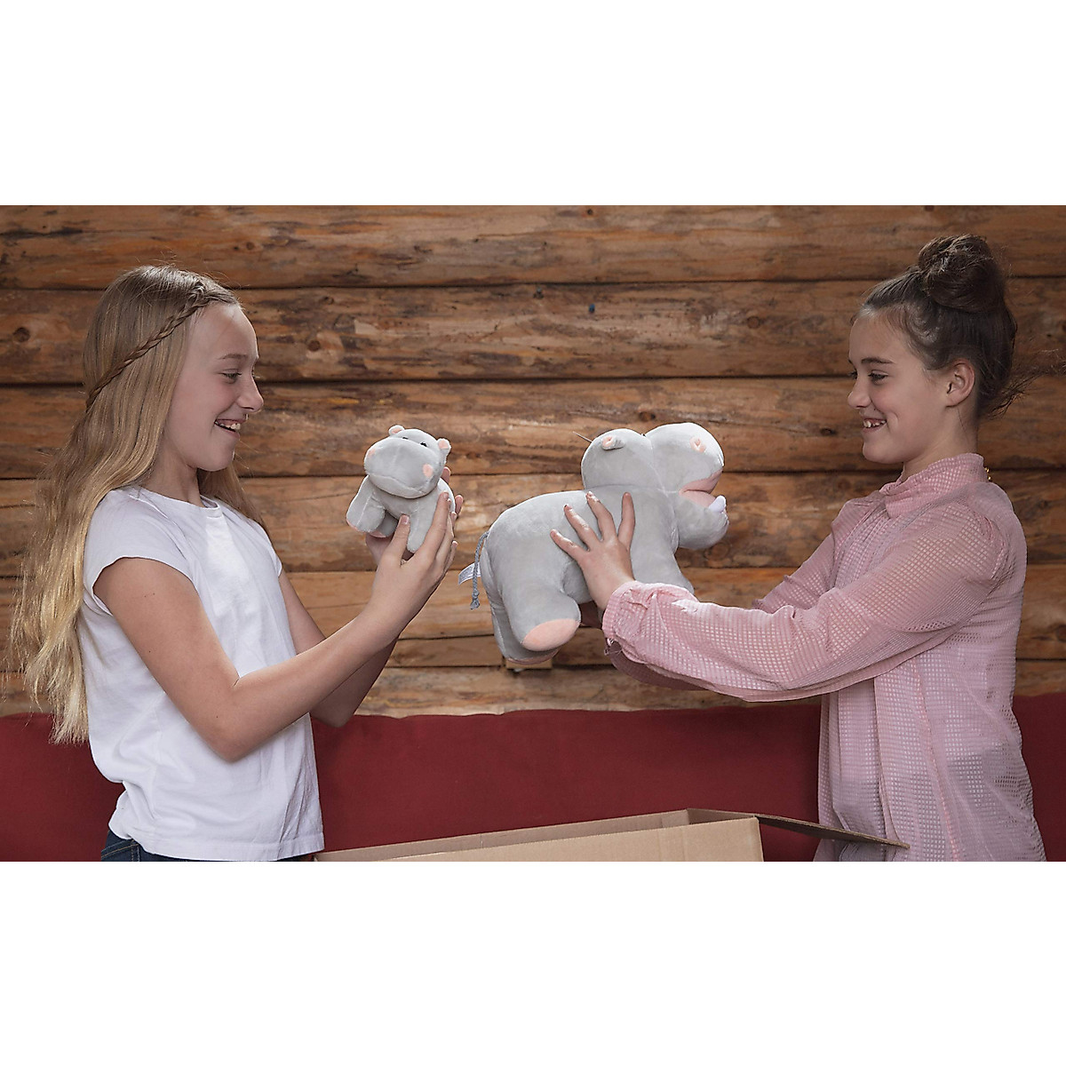 Mother and Baby Hippo Plush Toy Set | Super Soft Hippo Stuffed Animals | Cute Plushies for Kids' Bedroom | 17-In Safari Stuffed Animals for Girls & Boys | Hippo Stuffed Animal Toys by Exceptional Home
