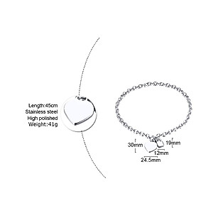 VNOX Personalized Initial Name Stainless Steel Trendy Cable Chain Bracelet Neckalce Set with Padlock Heart Charm and Toggle Clasp Closure