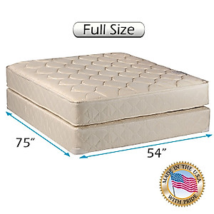 Dreamy Classic Full Size (54"x75"x9") Mattress and Box Spring Set - Fully Assembled, Orthopedic, Good for Your Back, by Dream Solutions USA