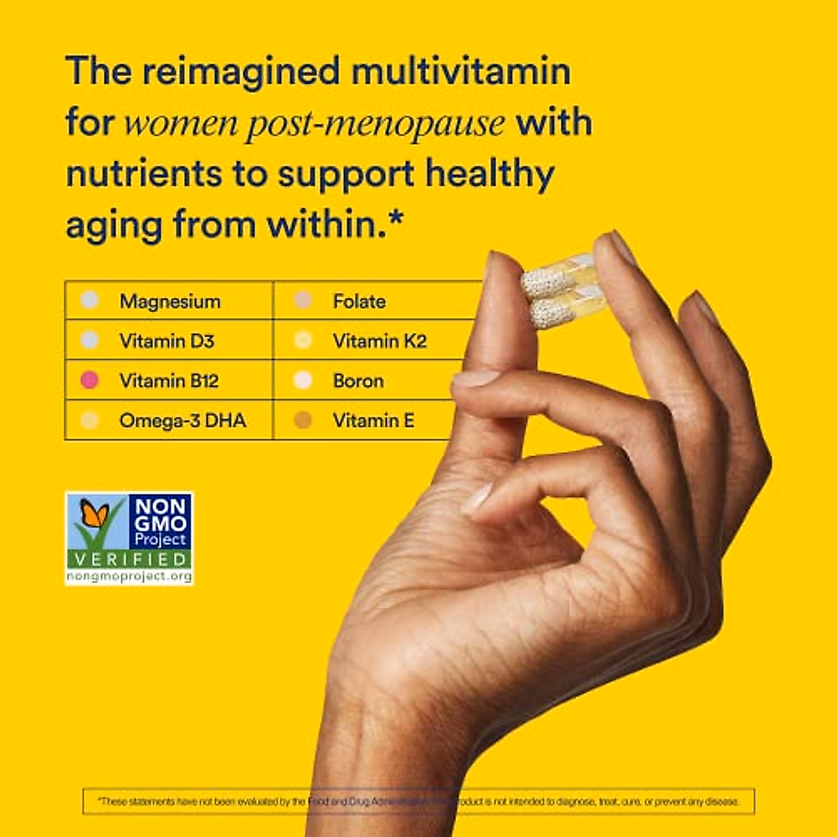 Ritual Multivitamin for Women 50 and Over, Menopause Supplements with Vitamin D3, K2 and Magnesium for Bone Support*, Omega-3 DHA, Vitamin B12, Non-GMO, Mint Essenced, 30 Day Supply, 60 Vegan Capsules