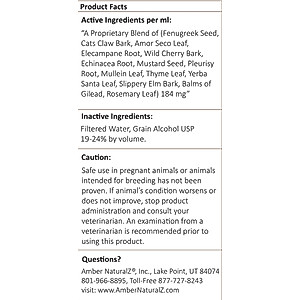 Amber NaturalZ Numo Care Lung Health Herbal Supplement for Dogs | Canine Herbal Supplement for Bronchial Support and Respiratory Lung Health | 1 Fluid Ounce Glass Bottle | Manufactured in The USA