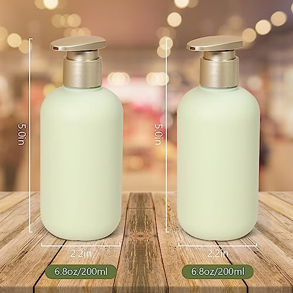 UMETASS 6.8 oz Plastic Pump Dispenser Bottles, Shampoo and Conditioner Bottles, Refillable Container for Bathroom Shower Body Wash Lotion (2 Pcs)