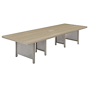 nbf signature series at Work 12' Conference Table with Warm Ash Laminate Top and Brushed Nickel Painted Steel Leg with Modesty Panel for Conference Rooms