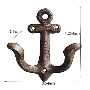 realideas Rusty Brown Rustic Cast Iron Nautical Anchor Design Wall Hooks Coat Rack Antique Shabby Chic Bathroom Towel Hook Key Holder
