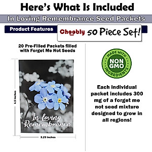 50pc Premium Pre-Filled Forget Me Not Seeds Packets ''in Loving Remembrance'' Funeral Favors for Guests, Celebration of Life Decorations, Forget Me Not Seeds Packets, Sympathy, pre Seed, Service