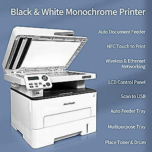 Pantum M7102DW Monochrome Wireless All-in-one ADF Multifunction Laser Printer, Auto Duplex, Copy＆Scan(W5G63B)