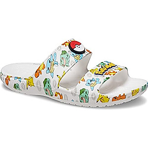 Crocs Unisex Classic Pikachu Sandals, Pokemon Shoes Slide, White/Multi, Numeric_8 US Men