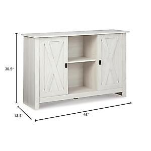 Signature Design by Ashley Turnley Farmhouse Accent Cabinet or TV Stand, Fits TVs up to 52", Whitewash