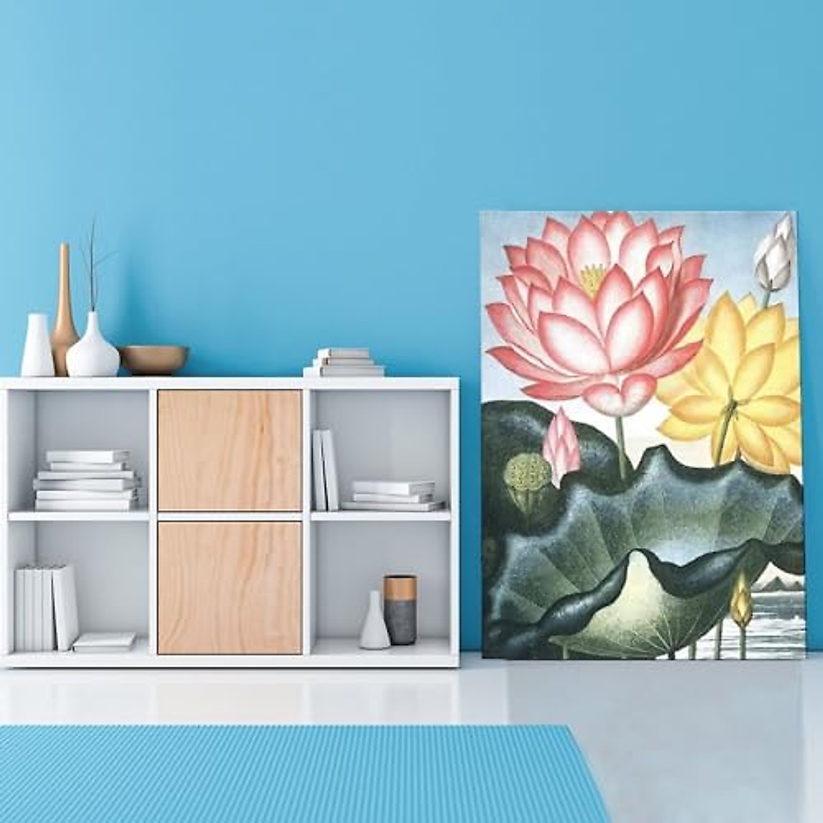 ESyem Posters Plant Wall Art Abstract Water Lilies Flower Wall Art Pond Landscape Art Poster Canvas Art Poster And Wall Art Picture Print Modern Family Bedroom Decor 24x32inch(60x80cm) Frame-style
