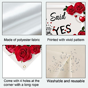 Labakita She Said Yes Backdrop for Photoshoot, Engagement Party Backdrop Sign, Bridal Shower Bachelorette Engagement Party Decoration Supplies, Wedding Engaged Photoshoot