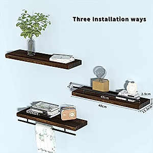 HOBBYMATE Floating Shelves | Rustic Shelf for Photo Picture Plant Display Invisible Installation Bracket, Versatile Iron Rail (Pack of 2)