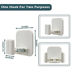Modixun 8pcs Double Wall Hooks, Openable and Closeable, Self-Adhesive Double Prong Hooks, Double Robe Towel Hooks, Dual Hooks for Coat, Bag, Hat, Scarf, Jacket, Key, White