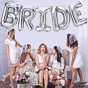 KatchOn, Giant Bride Balloons Silver, 40 Inch - Bachelorette Party Decorations | Silver Bride Balloons for Bridal Shower Decorations | Bridal Shower Balloons | Bride Balloon Silver, Engagement Décor