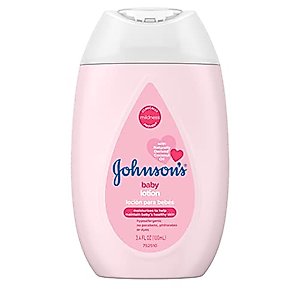 Johnson's Moisturizing Mild Pink Baby Lotion with Coconut Oil for Delicate Baby Skin, Paraben-, Phthalate- & Dye-Free, Hypoallergenic & Dermatologist-Tested, Baby Skin Care, 3.4 Fl. Oz