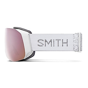 SMITH 4D MAG S Goggles with ChromaPop Lens – Performance Snowsports Goggles with Easy Lens Change Technology for Skiing & Snowboarding – White Chunky Knit + Everyday Rose Gold Mirror Lens