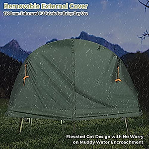 Tangkula 4-in-1 Camping Cot Tent, Foldable Off Ground Elevated Tent Set for 1 Person, Portable Tent with Waterproof External Cover, Air Mattress & Carrying Bag, Ideal for Outdoor Hiking, Camping