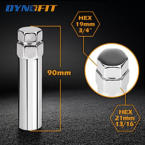 dynofit 6 Spline Drive Tuner Lug Nuts Key for Wrench with 3/4'' (19mm) and 13/16''(21mm) Hex, Chrome Lugnuts Socket Replacement Tool for 1/2" 12x1.5 12x1.25 Lug Nut 24months Warranty
