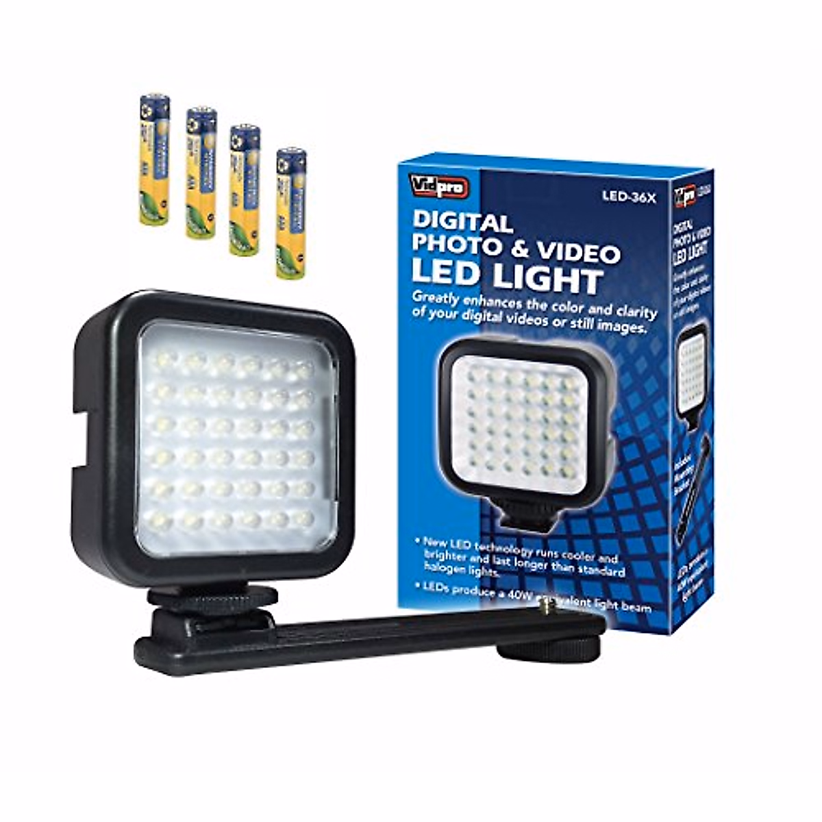 Panasonic Lumix DMC-LX5 Digital Camera Lighting LED-36X On-Camera LED Video Light - With a Pack of 4 AAA NiMH Rechargable Batteries - 1000mAh