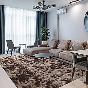 YUFANUHO Ultra Soft Leopard Area Rugs 5x7 Feet Tie-Dye Rugs, Fuzzy Brown Area Rugs for Living Room, Fluffy Tan Rugs 5x7 for Bedroom, Home Decor Fuzzy Rugs (Leopard)