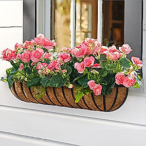 TigeJoy 2PCS 24'' Trough Coco Coir Liners Planter Replacement, 100% Natural Thick Coco Fiber Liner for Window Box Decks Garden Flower Pots, 24inch Half Moon Shape Coconut Liner Flower Boxes Outdoor…