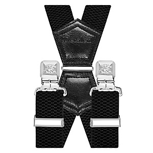 Decalen Mens Suspenders X Style Very Strong Clips Adjustable One Size Fits All Heavy Duty Braces (Black 1)