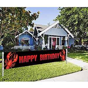 Large Crawfish Boil Happy Birthday Banner, Crawfish Boil Birthday Party Supplies Decorations, Crawfish Boil Birthday Party Backdrop Background, Indoor Outdoor (9.8 x 1.6 ft)
