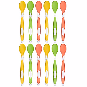 Amazon Brand - Solimo Soft Tip Baby Spoons, Pack of 12, Multicolor