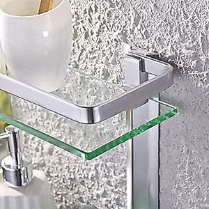 HYJMJJ Wall Mounted Coat Rack, Double Bathroom Glass Shelf Bathroom Shelf, Rust Swept Stainless Steel Shelves -71,for Home Kitchen