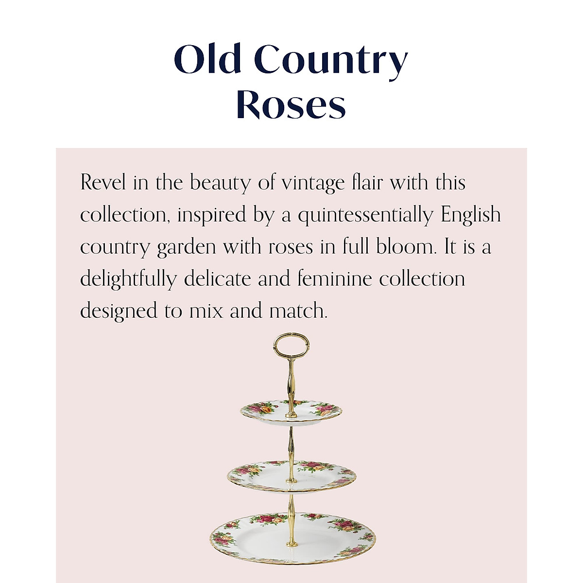 Royal Albert Old Country Roses Three-Tier Cake Stand, 11.5", Multi