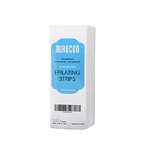 Mirucoo 200 Pieces Large Non-woven Wax Strips for Body and Facial Hair Removal, 200 Strips Pack Epilating Strips